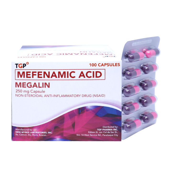 1 BOX TGP Mefenamic Acid Megalin 250 mg 100 capsules anti-inflamatory ...