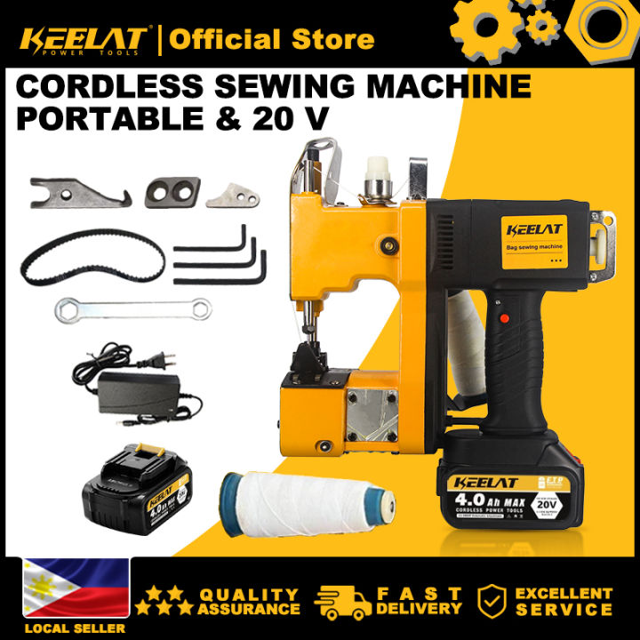 KEELAT Cordless Sewing Machine Heavy Duty Portable Gunny Bag Woven Bag ...