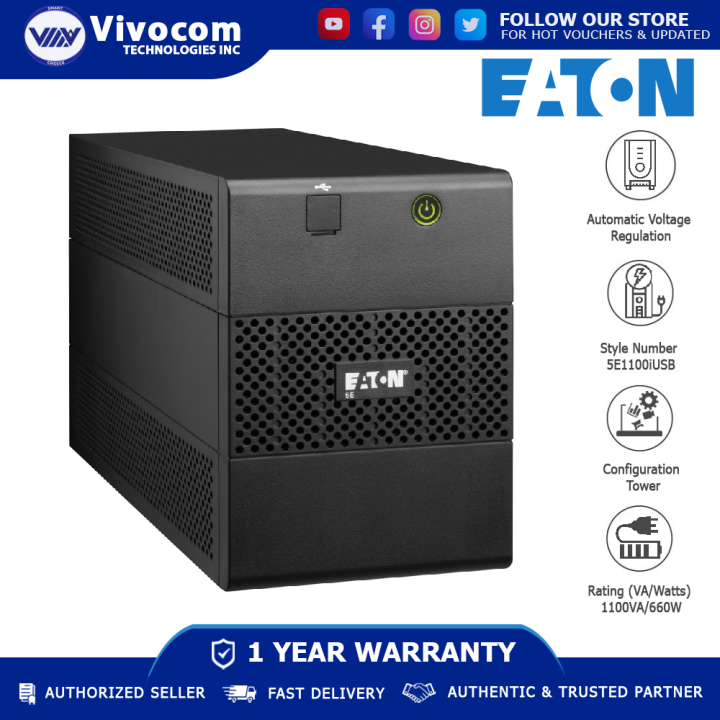 Eaton 5E1100iUSB, 1100VA / 660Watts, USB, 230V, UPS [ PerfectShot ] | Lazada PH