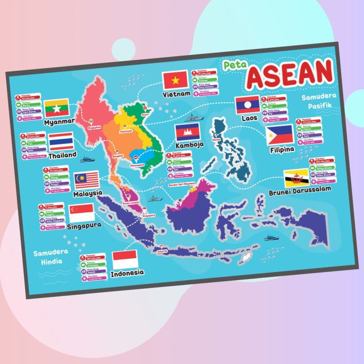 Poster PETA ASEAN Pendidikan Anak TK PAUD SD | Lazada Indonesia