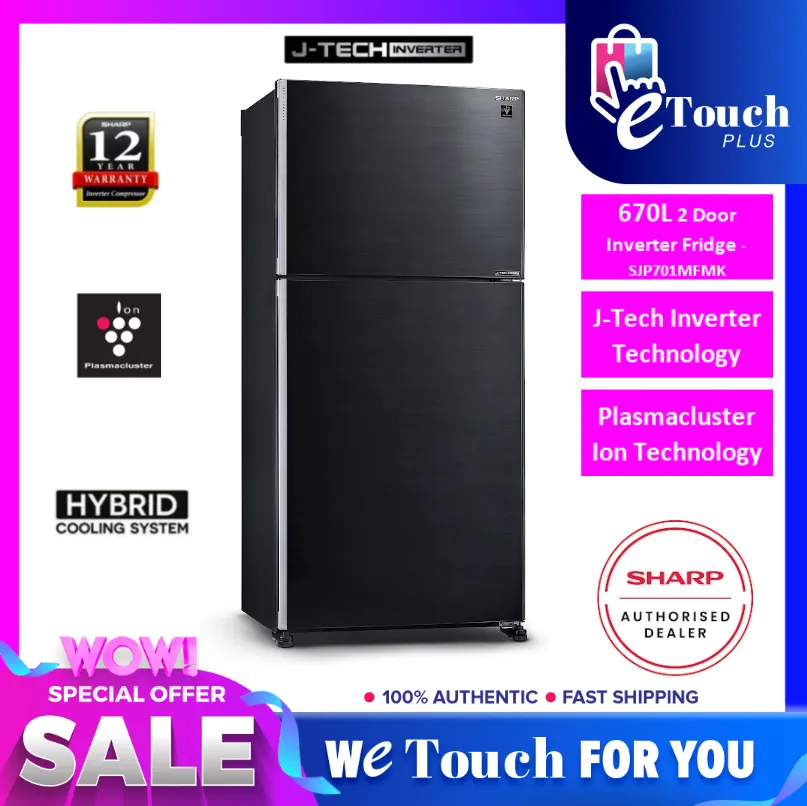 SHARP (SJP701MFMK) 2 DOOR 670L INVERTER PLASMACLUSTER FRIDGE | Lazada