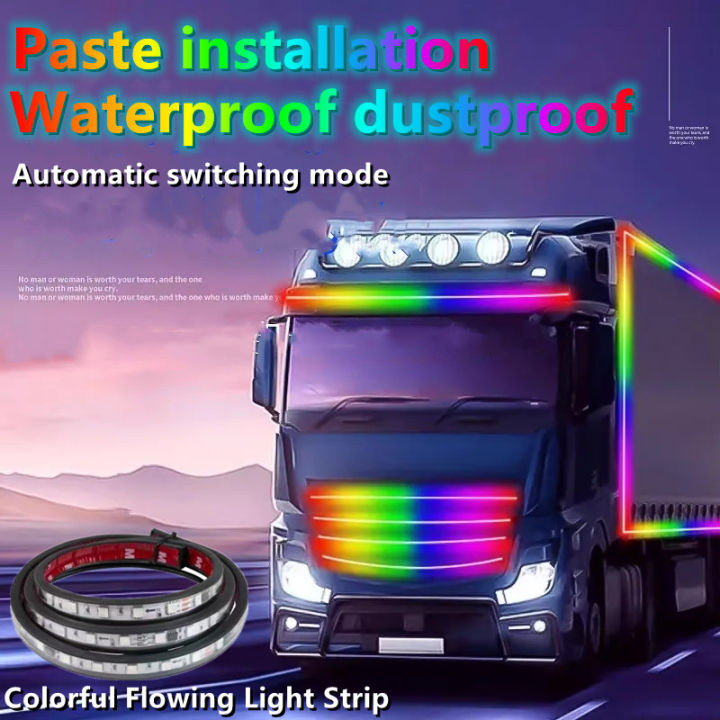 24V LED Truck Light Strips Ambient Light DRL Brake Warning Driving ...