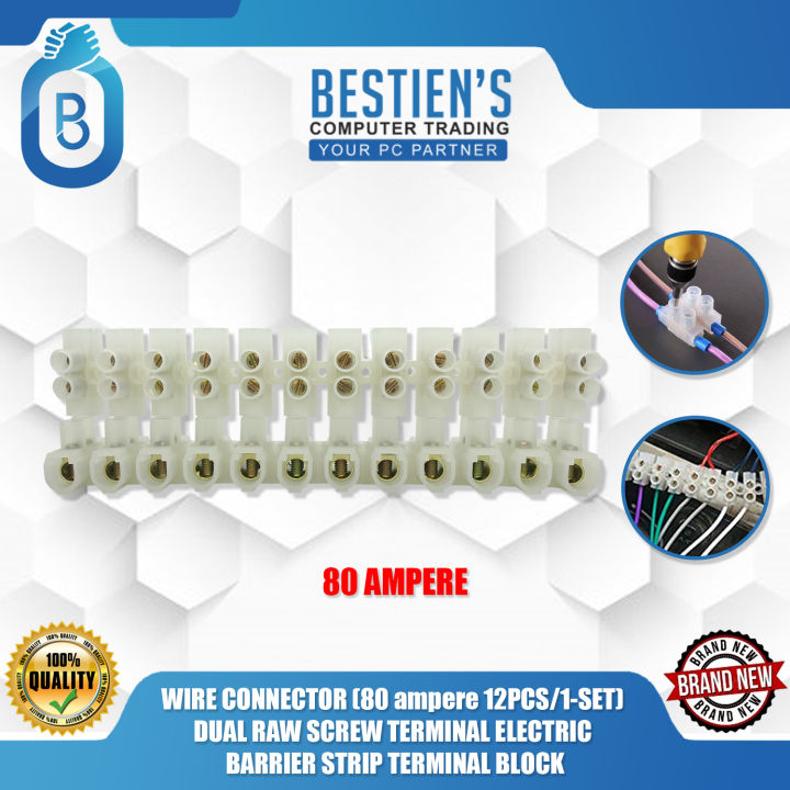 WIRE CONNECTOR (80 ampere 12PCS/1-SET) DUAL RAW SCREW TERMINAL ELECTRIC ...