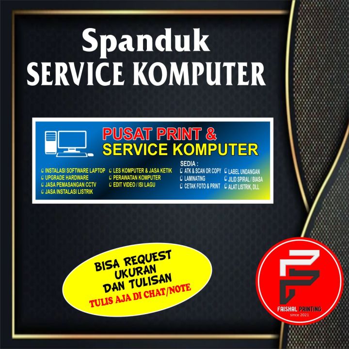 spanduk service komputer / banner service komputer ukuran 3 x 1 meter ...