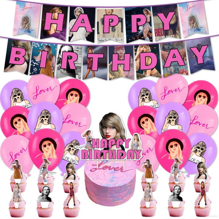 Taylor Swift theme kids birthday party decorations banner cake topper ...