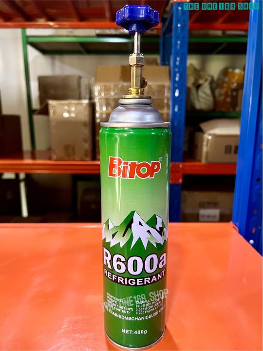 น้ำยาแอร์ R600a ยี่ห้อ Bitop 1กระป๋อง ขนาด 400g พร้อมวาล์ว หัวเปิด-ปิด ...