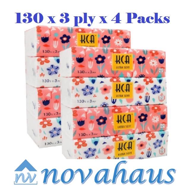 KCA Ultra Soft Facial Tissue Paper 130 sheets x 3 ply x 4 Packs | Lazada
