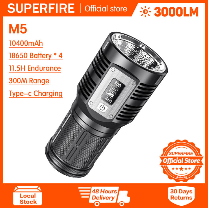 SUPERFIRE M5 Ultra Bright Flashlight Outdoor 36W/3000LM 310Meters Ultra ...