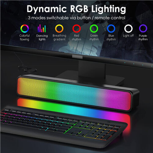【XMT】M8 Led Soundbar RGB Desktop Soundbar Bluetooth 5.0 Speaker Home ...