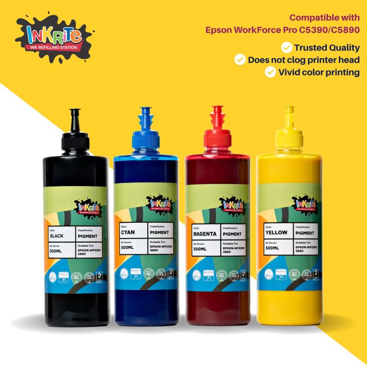 Inkrite Pigment Ink for Epson WorkForce WF-C5390 C5890, 500 ml | Lazada PH