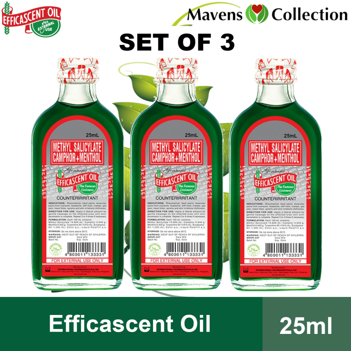 Efficascent Oil Regular 25mL Methyl Salicylate Camphor + Menthol (Set ...