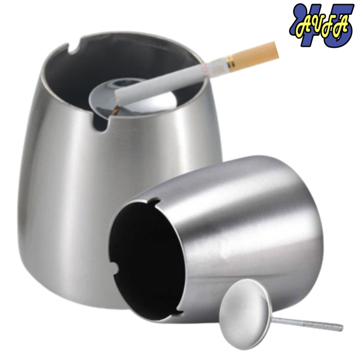 ASBAK ROKOK STAINLESS STEEL ANTI ANGIN BENTUK SELINDER BULAT ASBAK ...