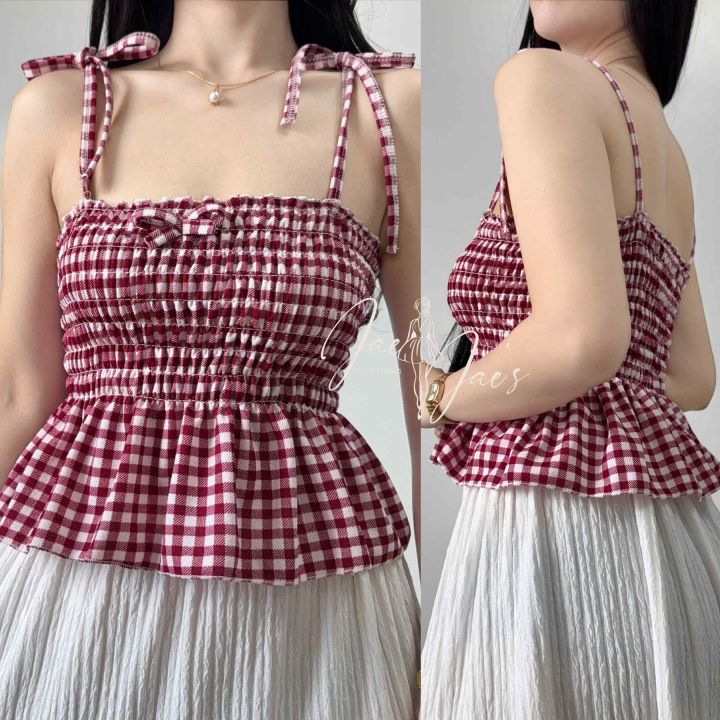 Nikka Smocking Self Tie Tube Top Ribbon Body Hugging Top For Women ...