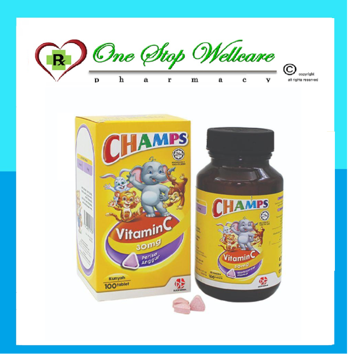 CHAMPS VITAMIN C 30MG 100 TABLETS (BLACKCURRANT) (EXP:01/2026) | Lazada