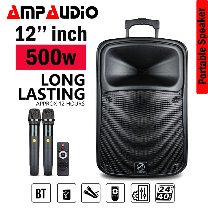 Ampaudio 12 inch Portable Speaker with Wireless Mic Bluetooth Portable ...