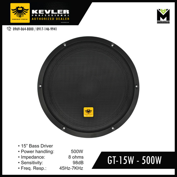 Kevler GT-15W 15" 500W 8ohms BASS Driver Speaker | Lazada PH