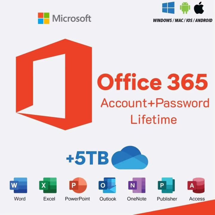 Microsoft Office 365 Pro ตลอดชีพ (32/64-bit ) รองรับการติดตั้งหลากหลายอุปกรณ์ Windows, MacOS ...
