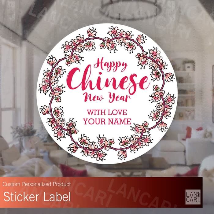 Stiker Label Chinese new year imlek flower amplop custom Stickers ...