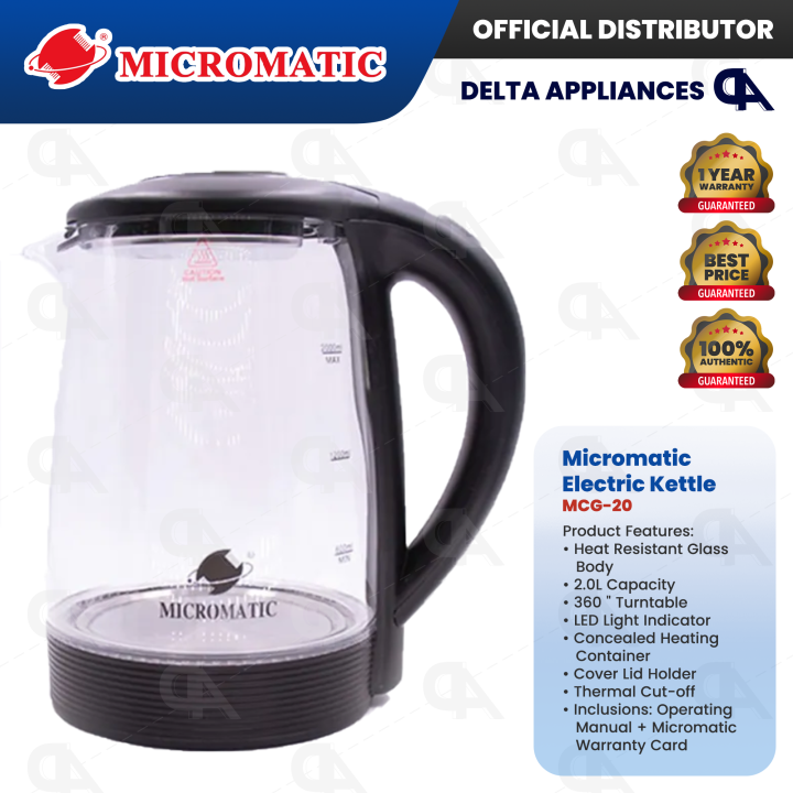 Micromatic Electric Kettle Glass Water Heater 1500 Watts Original 1 ...