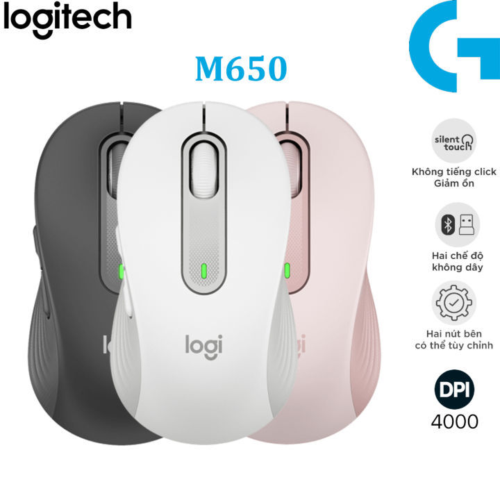 Chuột không dây bluetooth Logitech Signature M650, SmartWheel, giảm ồn | Lazada.vn