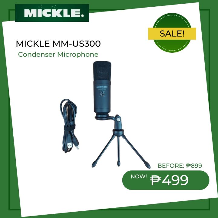 MICKLE MM-US300 USB Condenser Microphone w/ Volume Control & Headphone ...