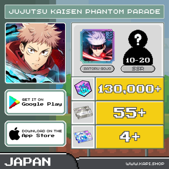 ไอดี Jujutsu Kaisen Phantom Parade (Japan) - 130,000+ Cubes + โกโจ ซาโต ...