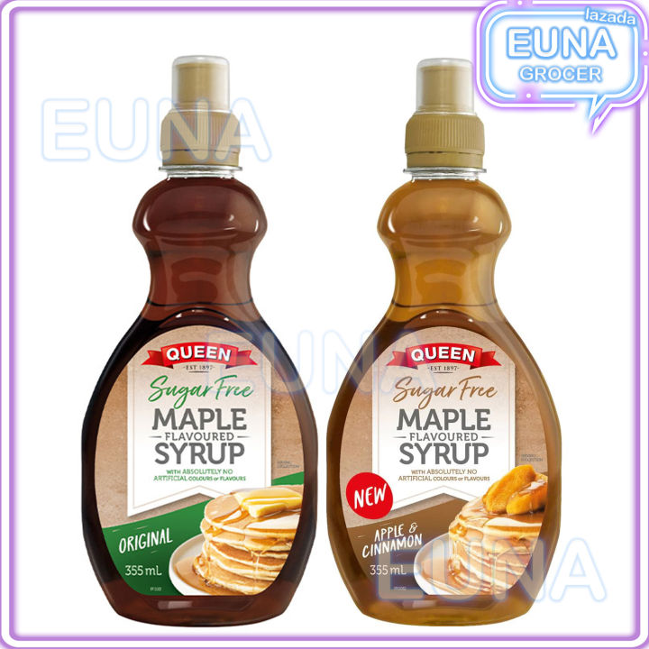 Queen Sugar Free Maple Flavoured Syrup Original/Apple & Cinnamon 355ml ...