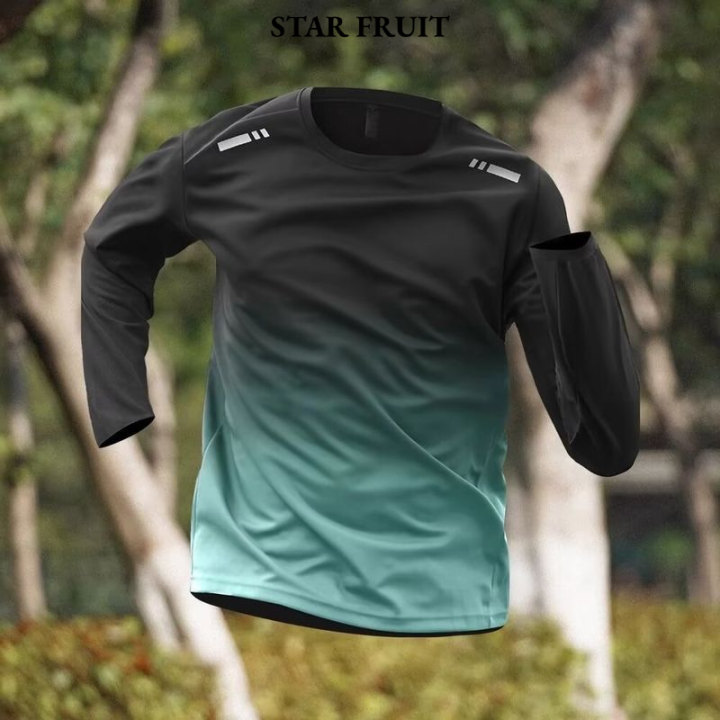 STAR FRUIT Áo sơ mi nam tay áo dài chạy tập thể dục cho thể thao mùa ...