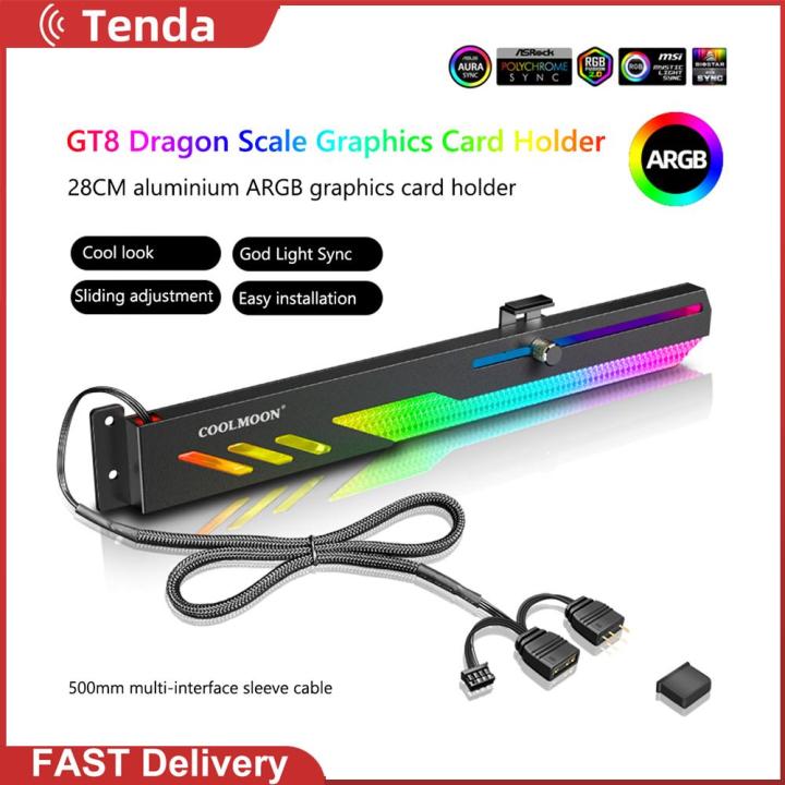 COOLMOON GT8 Horizontal GPU Support 5V ARGB Bracket Computer Video Card ...
