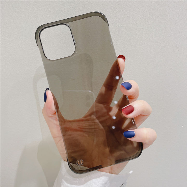 Ultra Thin Frameless Clear Black Case for IPhone 16 15 14 13 12 11 Pro ...