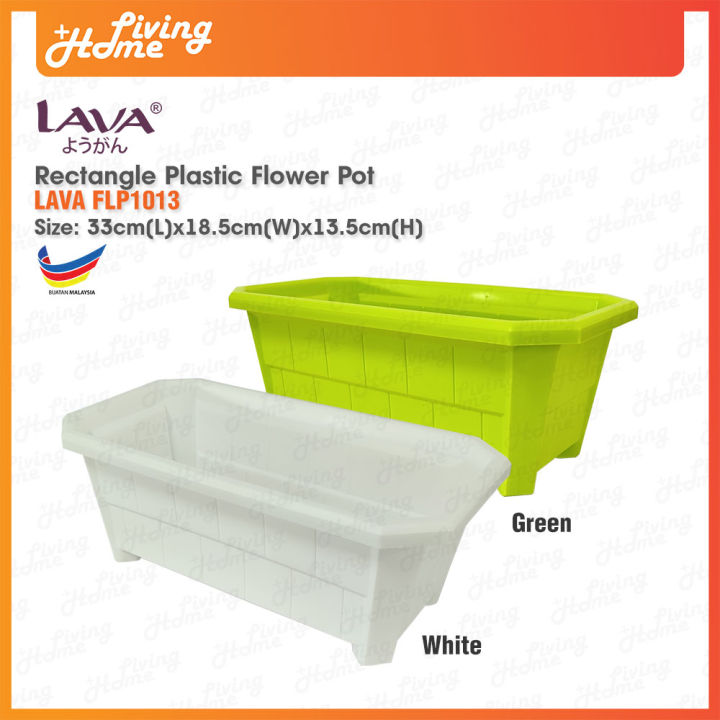 Rectangular LAVA Plastic Flower Pot With Saucer Plate (Pasu Bunga Pokok ...
