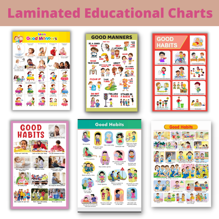 Laminated Good Manners, Good Habits Charts for Kids, Learners and ...