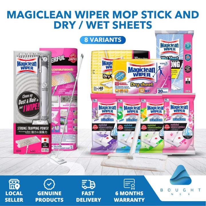 Magiclean Wiper Mop Stick and Dry / Wet Sheets - Easy Cleaning | Lazada ...