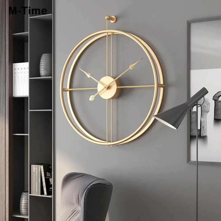 Metal Wall Clock Nordic Home Modern Simply 16 Inch Double Layer Round ...