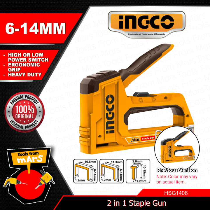 INGCO 2 in 1 Super Select Staple Gun Tucker with Staples and Brad nail ...