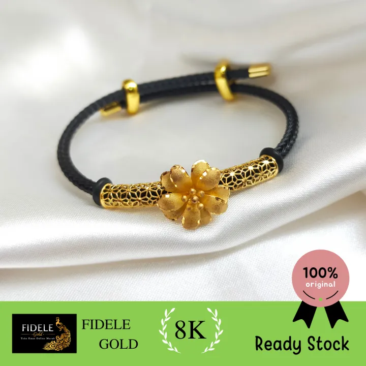 Gelang charm bunga fashion gelang bunga emas asli 8k | Lazada Indonesia