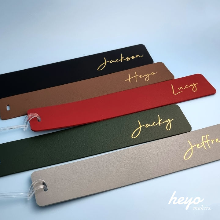 Personalised Leather Bookmark / Bag Tag | Customised Name Tag ...