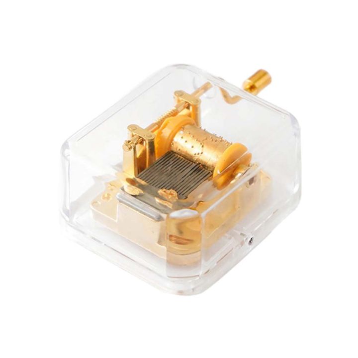 【HOMP】Mini Music Box Hand Cranking Music Movement Transparent DIY Music ...