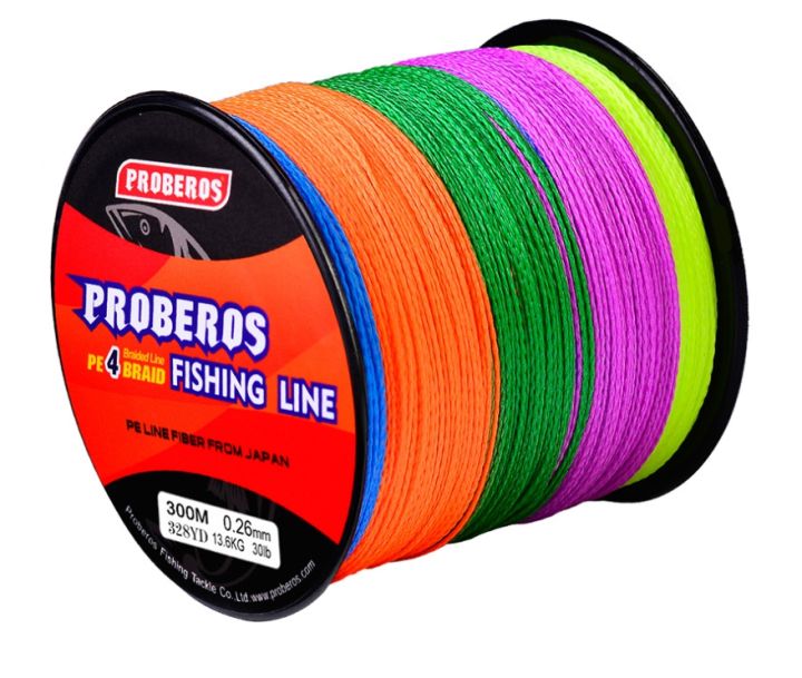 สายพีอี ถัก 4 สลับสี ยี่ห้อ PROBEROS ยาว300ม.เหนียว นุ่ม ลื่น ทน ...
