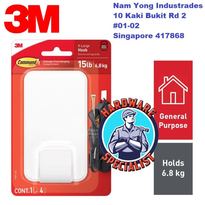 3M Command 17011-ES Mega Utility Hook (Holds 6.8kg) | Lazada Singapore