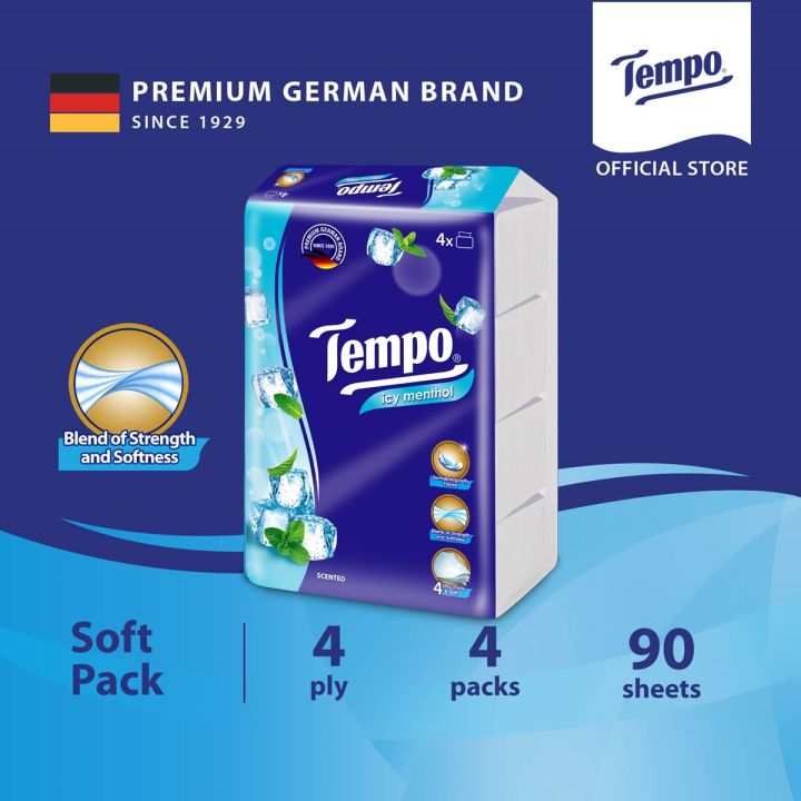 [Bundle Of 2/4/6/10] Tempo 4ply Soft Pack Facial Tissue Icy Menthol ...