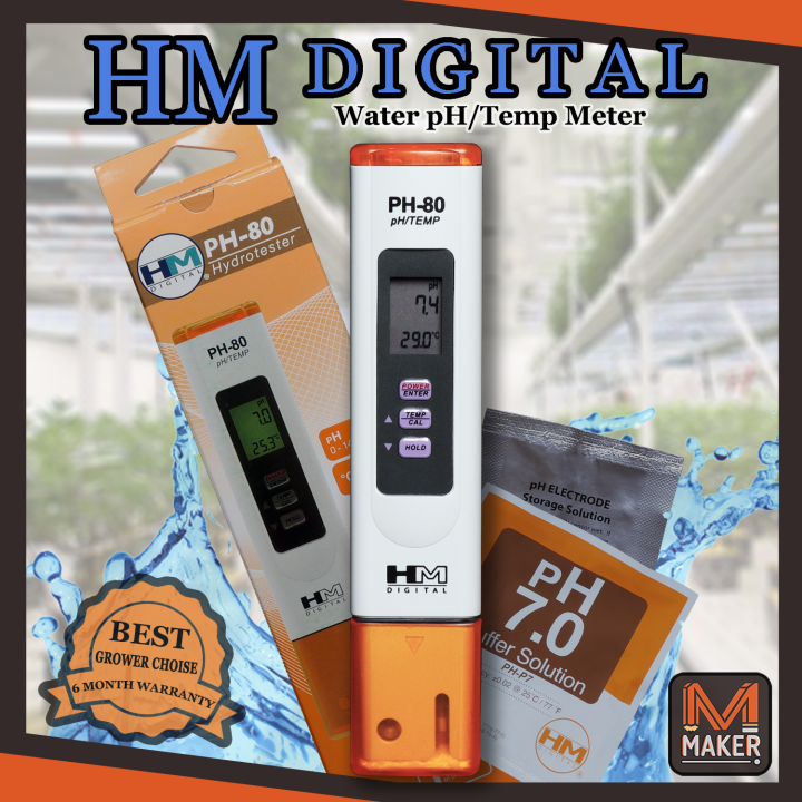 HM DIGITAL PH-80 HydroTester ปากกาวัดค่าน้ำ pH tester meter และอุณหภูมิ ...
