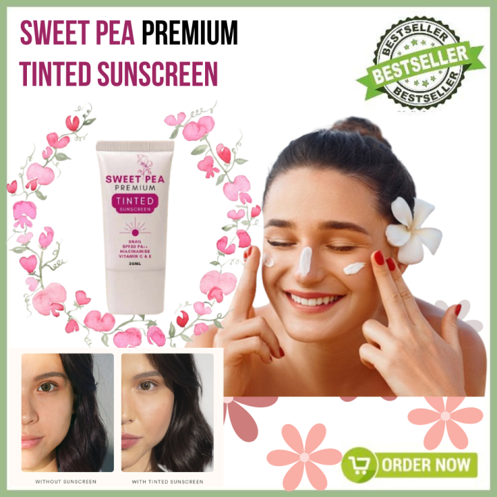 NO.1 Sweet Pea Premium Tinted Sunscreen SPFF 50 PA+++ Snail with ...