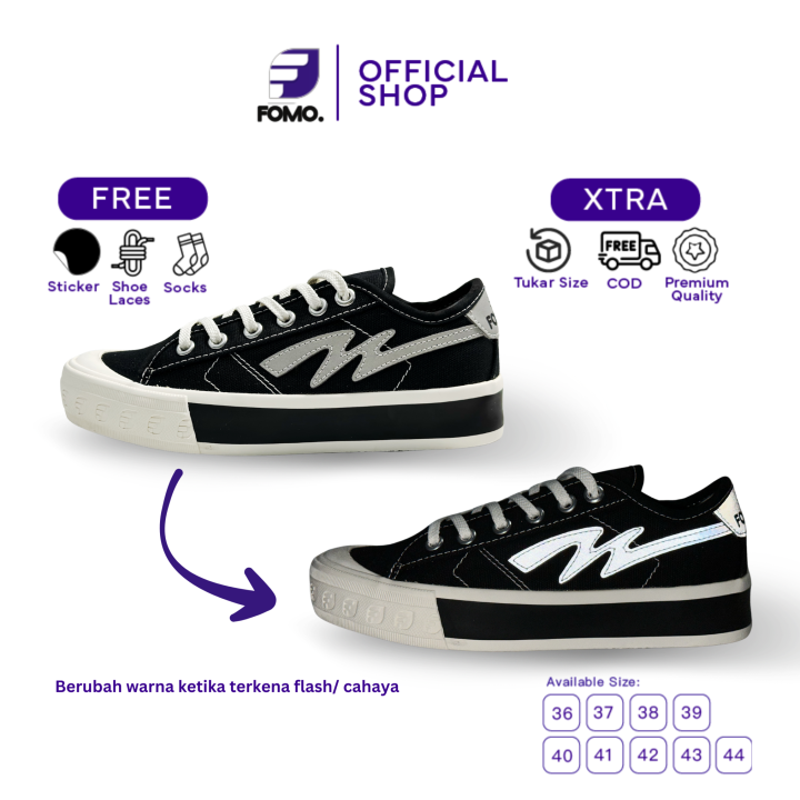 Sepatu FOMO Mono Black Silver Series 36-44 - FOMO. Footwear | Lazada ...
