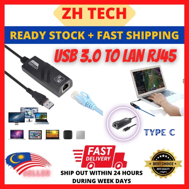 3.0 Usb to Rj45 Adapter Network Ethernet Converter USBC A Type C to Lan ...