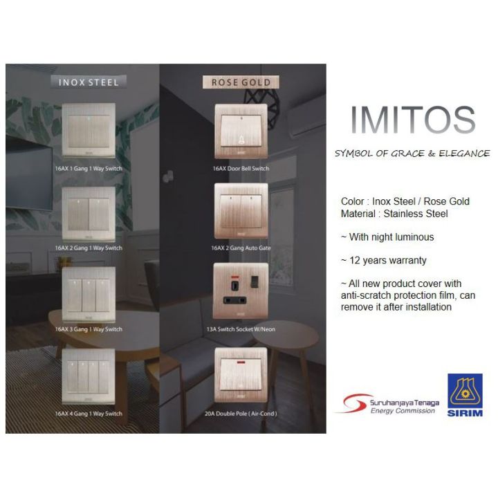 IMITOS HE SERIES SWITCHES - INOX STEEL / ROSE GOLD COLOR - SIRIM ...