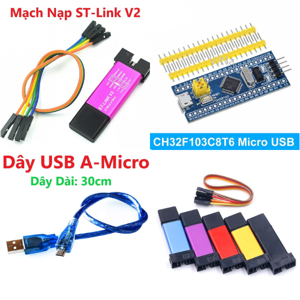 Kit STM32F103C8T6 Mini STM32 ARM chính hãng mạch nạp ST Link V2 , Dây ...
