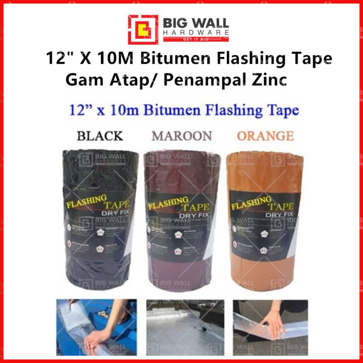 12" X 10M Bitumen Flashing Tape Gam Atap/ Penampal Zinc Big Wall ...