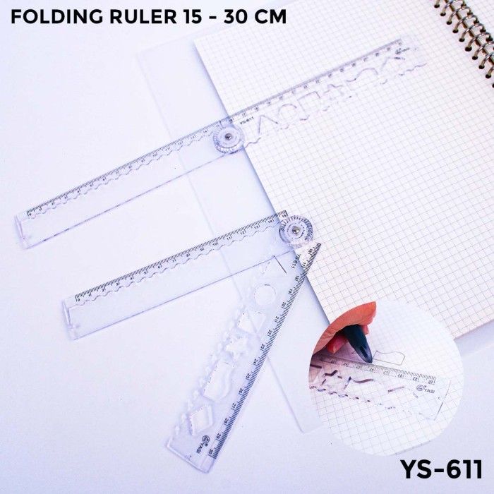 Penggaris Lipat 30 cm Transparan Geometri / Penggaris Anak YS-611 ...