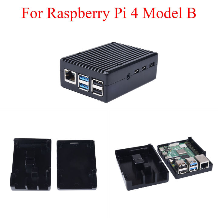 Raspberry Pi 4 Aluminum Alloy Case Cover Black Box Metal Protective Shell Cooling Enclosure For ...